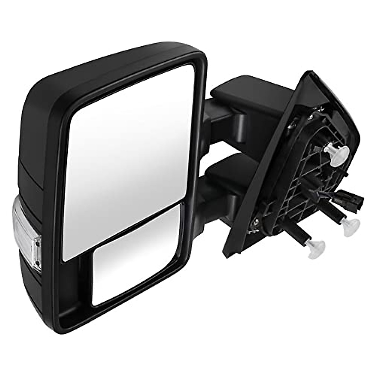 ORTUS UNI Power Heated Puddle Light turn Signal Towing Mirrors Pair (ABS,Black)