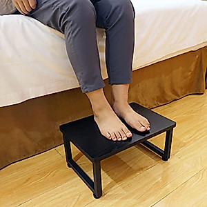 TSTWETO Step Stool, Wooden Step Stools for Adults Kids, Wood Bedside Bed Steps for High Beds, Heavy Duty One Stepping Stool for Kitchen Bathroom Bedroom, Hold Up 400 Lbs Capacity -Black