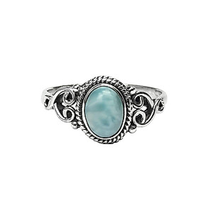 Larimar Stone Ring 925 Sterling Silver Statement Ring For Women Handmade Rings Gemstone Christmas Promise Ring Size US 11 Gift For Her