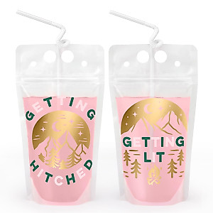 xo, Fetti Camp Bachelorette Drink Pouches - 16 pcs | Bach Party Decorations, Camp Bride Drinkware, Getting Lit + Getting Hitched, Bridesmaid Favor, Bride to Be Gift + Bridal Shower Supplies