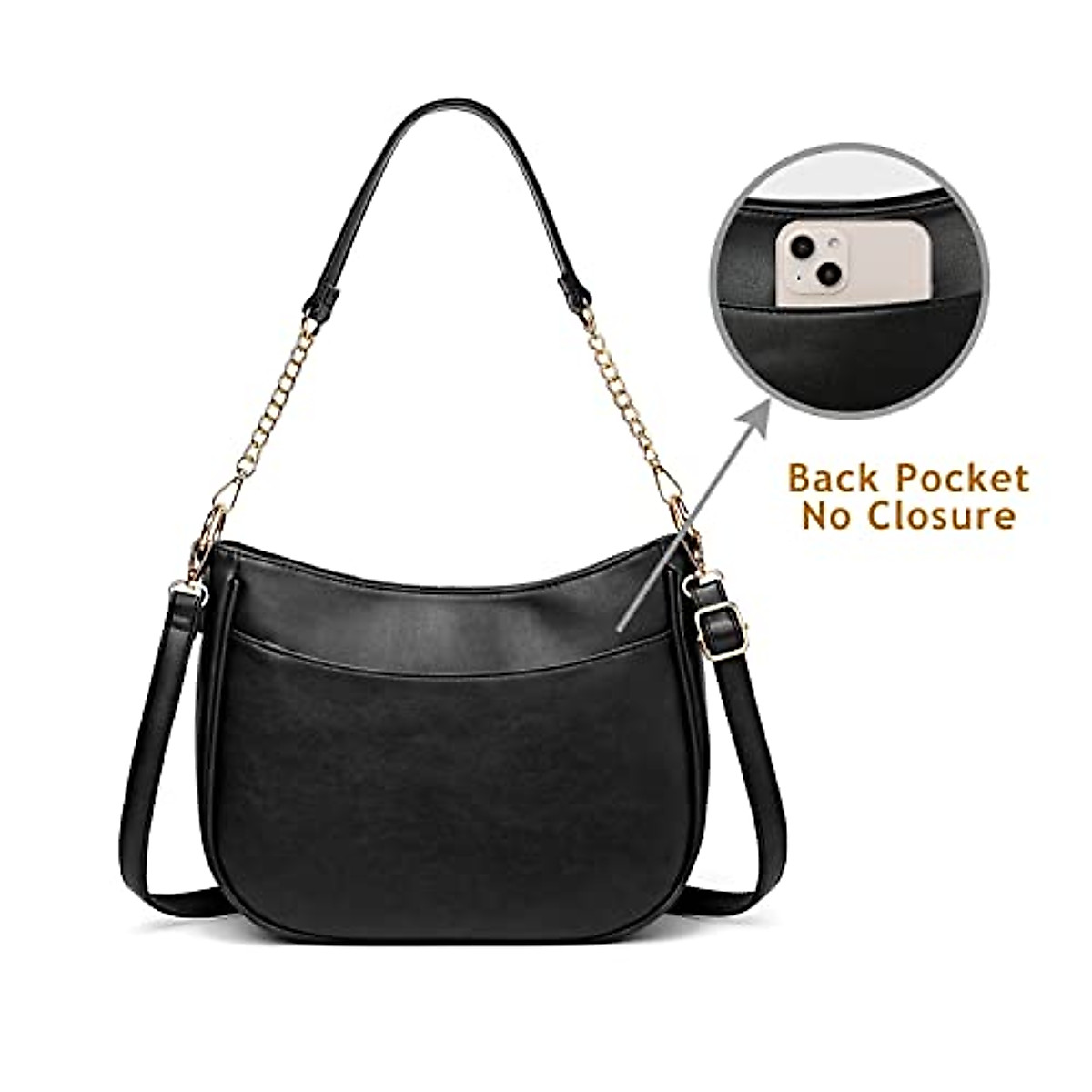 MIDAUP Underarm Saddle Shoulder Bag Vegan Leather Wallet Handbag Satchel Crossbody Bag for Women (Black)