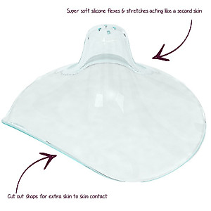 Momma Bear Essentials Premium Nipple Shield, Set of 6 with Hot Pink Soft Cotton Reusable Drawstring Bag - Non-Toxic, BPA and BPS Free