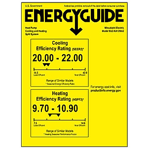 Mitsubishi 12,000 BTU 1 TON Four Way Ceiling Cassette Single Zone Mini Split System - SEER 22 AC & Heat Pump Ductless Ceiling Recessed Cool & Heat