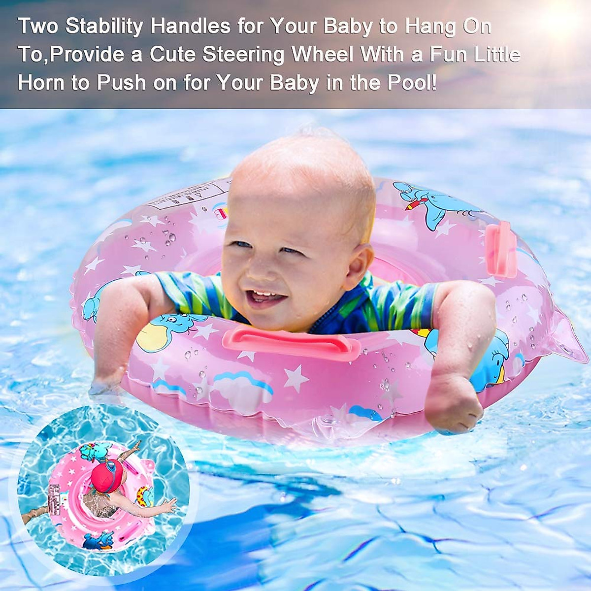 Walsai Baby Swimming Float, Inflatable Swimming Ring with Float Seat for 6 Months-6 Years Children (Pink)