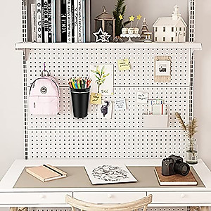 Pegboard Bins with Rings 6 Sets, Pegboard Ring Styles Hooks, Pegboards Cups Holder for Accessories, Pencils, Craft Tools, and Other Assortments Organizing (2021 Black)