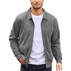 COOFANDY Men's Faux Leather Jacket Outdoor Casual Lapel Collar Long Sleeve Jacket