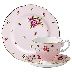 Royal Albert New Country Roses Pink 3-Piece Set (Teacup, Saucer & Plate 8")