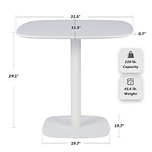 VONLUCE Modern Square Dining Table for 2 and 4 Person, 32 Inch Small Pedestal Kitche Dinner Table, Mid Century Style with 220lb Capacity, White