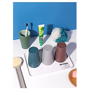 Awhale Mouthwash Toothbrush Cup, Bathroom Tumbler Cup, Unbreakable Bathroom Wash Cup, Soft and Easy Grip, Large Capacity 360ML (Blue and Grey)