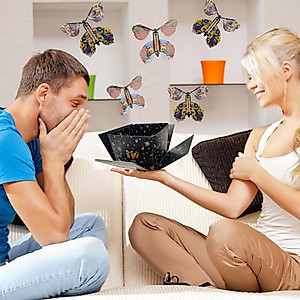 WUEURU Butterfly Explosion Gift Box, Flying Butterfly Surprise Box,Exploding Butterfly Birthday Box Surprise Cake Explosion Box, DIY Butterfly Pop Up Box for Christmas, Halloween, New Year, Birthday