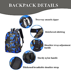 Kids Backpack for Boys Camo Print Elementary School Bag Preschool Daypack Outdoor Kindergarten Bag
