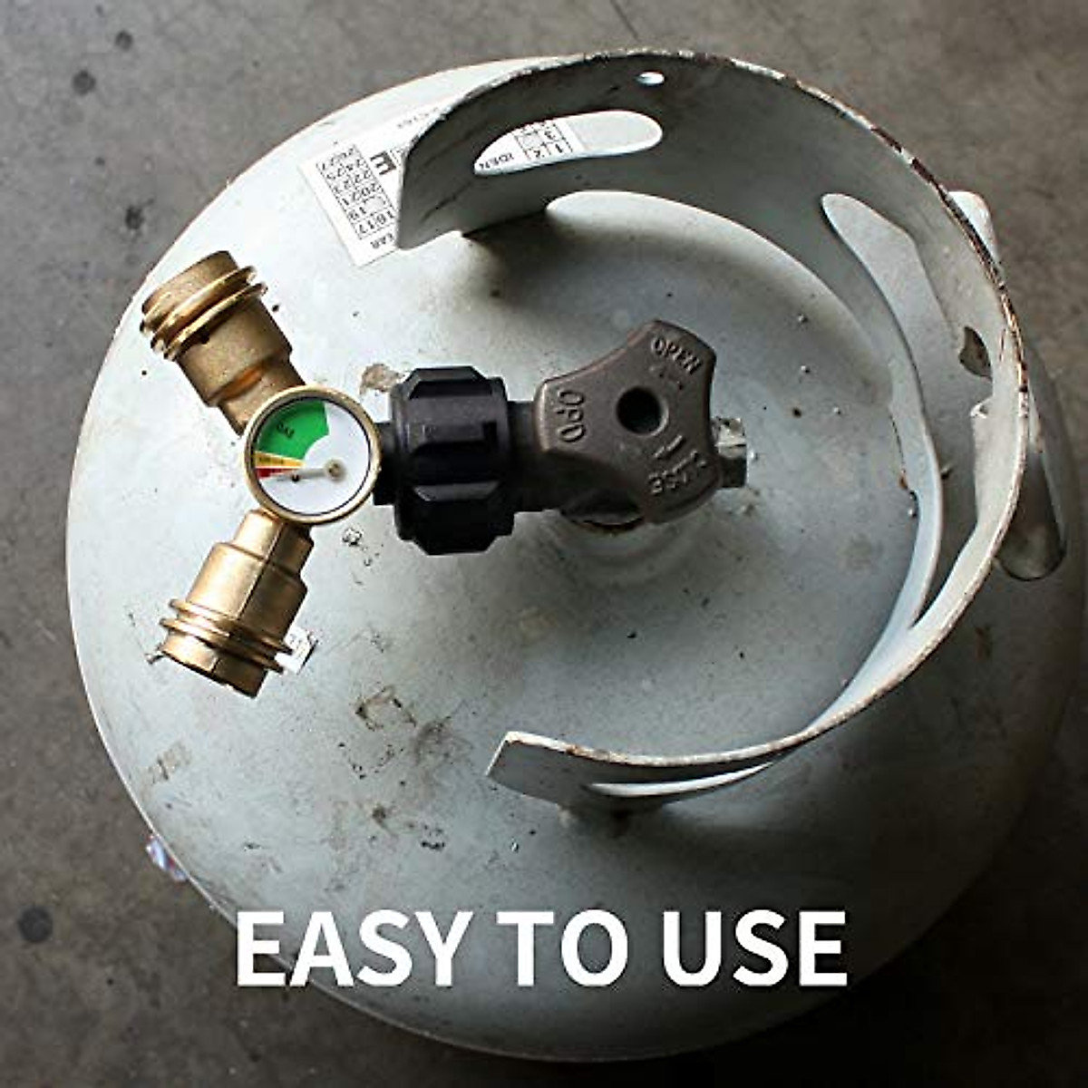 Roastove Dual Propane Tank Connection Level Indicator,Propane Tank Y Splitter Adapter with Gauge,Gas Pressure Meter for 5-40lb Propane Tank