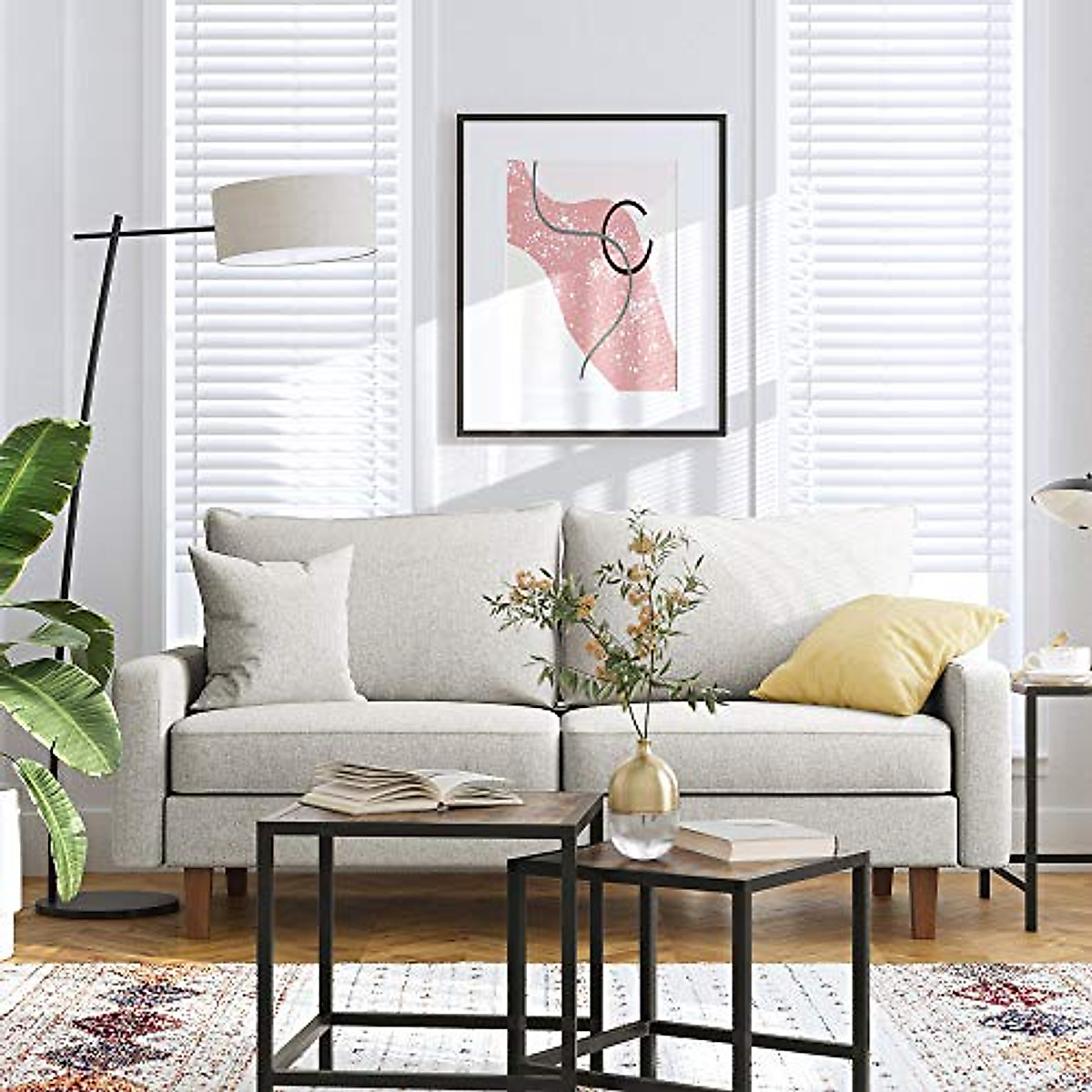 VASAGLE Comfortable Sofa, Couch with Solid Wood Frame and Breathable Linen Fabric, for Guest Room, Teenager's Room, and Small Apartment, 70.1 x 33.3 x 32.7 Inches, Beige