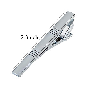 Lystaii 4pcs Tie Tack Pins Tie Clips for Men Father's Day Gift Silver Necktie Bar Pinch Clip Set 2.3 Inch Metal Clasps Business Professional Fashion Designs