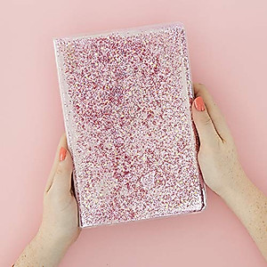 Yoobi | Journal with Liquid Glitter Cover | 6" x 8.5" | Pink Glitter