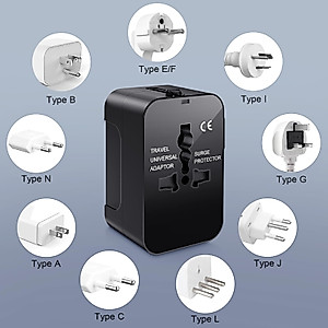 Universal Worldwide Travel Adapter,International Travel Plug Adapter with 2 USB Port and AC Socket,All in One Travel Adapter Power Adapter for US UK EU AU