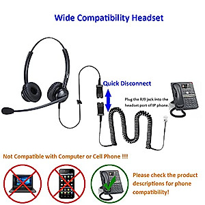 Wired Headphones with Microphone Noise Cancelling, Corded RJ9 Telephone Headset for Office Phones Call Center Landline Headset for Yealink SIP-T21 SIP-T46G Panasonic Sangoma Snom Grandstream 2170