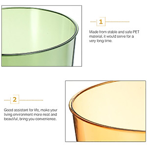 MAGICLULU 2pcs Plastic Waste Basket Clear Round Trash Can Small Wastebasket Garbage Container Bin Trash Bin for Home Bathroom Bedroom Kitchen College Dorm Office Craft Room Orange and Green