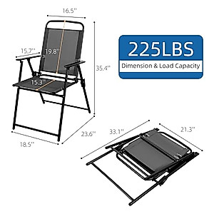 Shintenchi Outdoor Folding Dining Chairs Set of 4, Folding Lawn Chairs with Textilene mesh Fabric and Metal Frame, Portable Chairs for Patio, Backyard, Camping and Porch