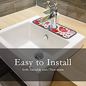 Kitchen Faucet Absorbent Mat 3 Pieces Watercolor Hearts for Valentine'S Day Faucet Sink Splash Guard Bathroom Counter and RV,Faucet Counter Sink Water Stains Preventer