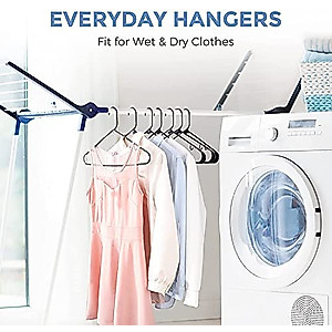 HOUSE DAY Black Standard Plastic Hangers Tubular Adult Hangers 16.5 Inch Light-Weight Hanger for Laundry & Everyday Use, Slim & Space Saving, Heavy Duty Clothes Hanger 24Pcs