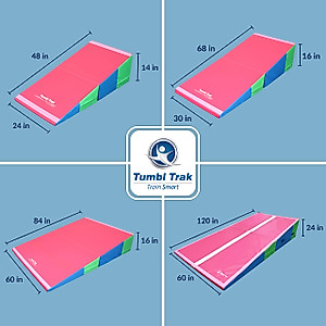 Tumbl Trak Folding Incline Cheese Mat, Bright Pastel, 24 in x 48 in x 14 in