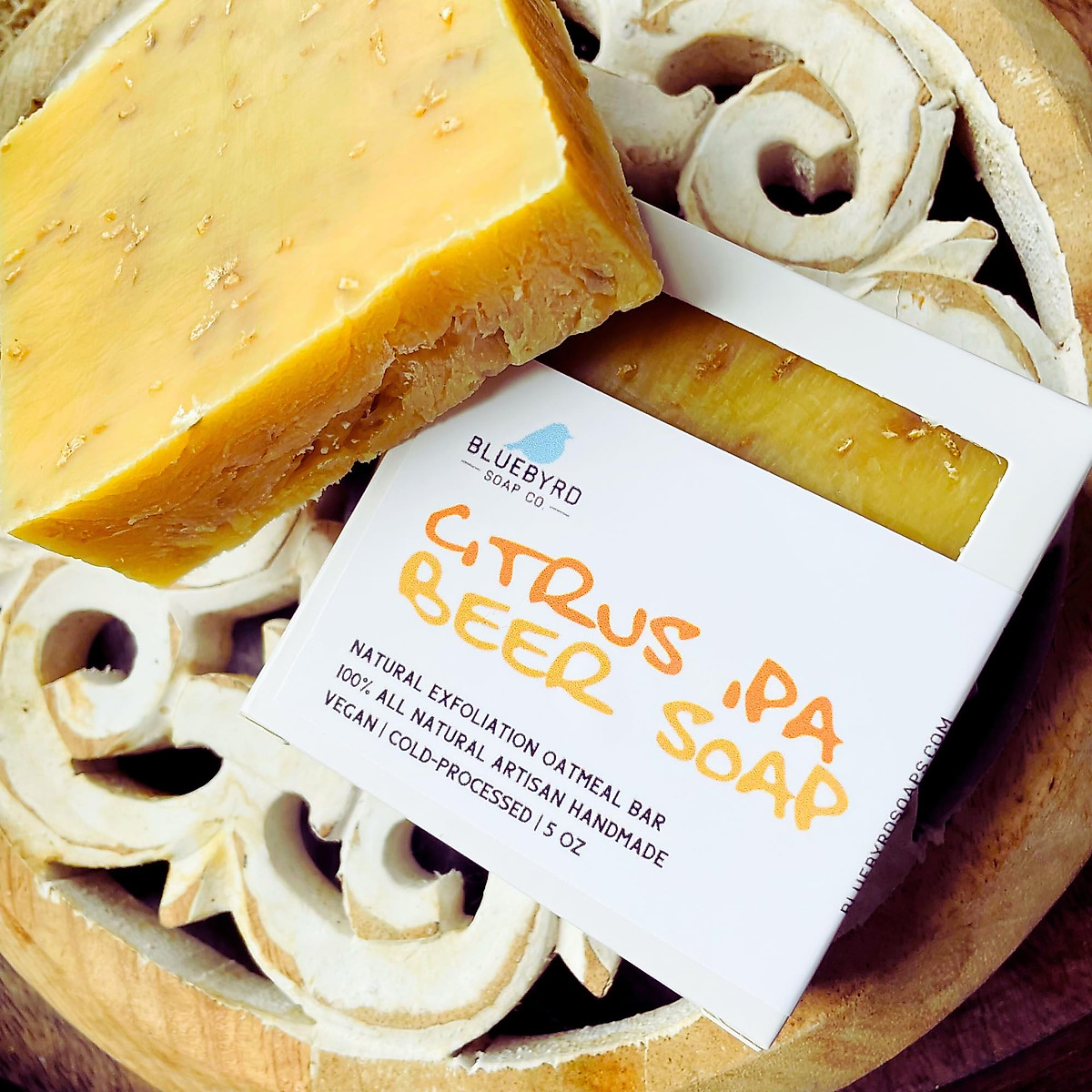 BLUEBYRD Soap Co. Mad Hops Citrus IPA Beer Soap Bar| Vegan Handcrafted High Lathering Beer Soap For Men | Beer Lovers All Natural Soap with Real Exfoliating Oats| Acne Soap Bar made with Beer Hops, Oatmeal, and Orange Essential Oils (BEER)