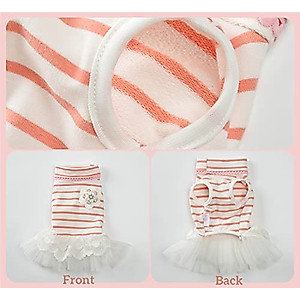 MSNFOASM Pet Dog Pink Stripe Dog Dress,Dog Tutu Lace Skirt Wedding Dress for Small Girl Dogs Cats（Pink Stripe M）
