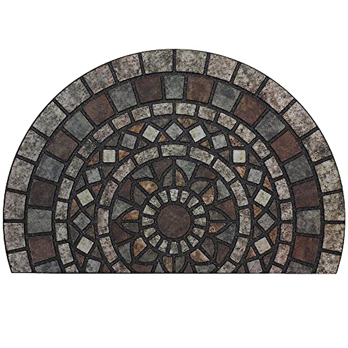 Mohawk Home Entryway Door Mat 2' x 3' All Weather Doormat Outdoor Non Slip Recycled Rubber, Mosaic Mythos Stone Slice