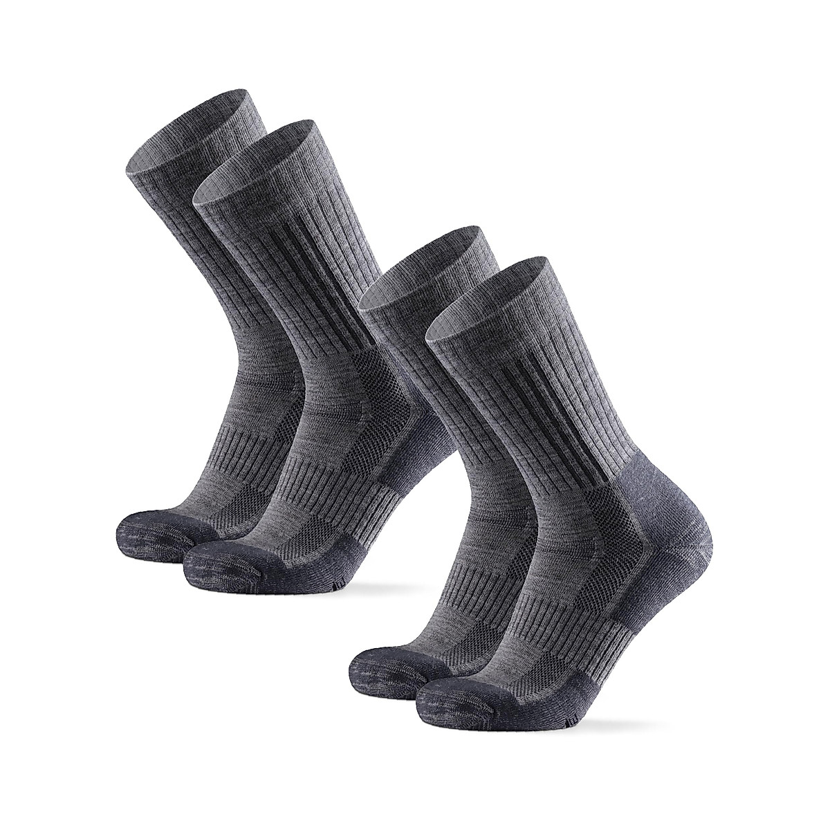 DANISH ENURANCE Premium Outdoor Hiking Socks, Merino Wool, Men & Women, 2 Pack, Light Grey, Large