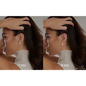 MILLA 14k Gold or Sterling Silver Hypoallergenic Huggie Earrings for Women - Y2K Preppy Lightweight Ear Huggers, 12mm