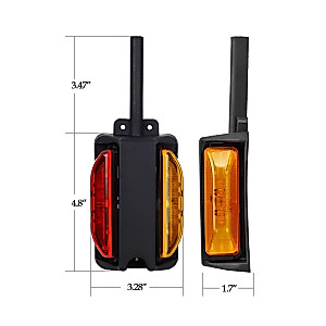 Partsam 2x 4 LED Clearance Trailer Fender Lights Amber Front Red Back 4 Diodes RH/LH