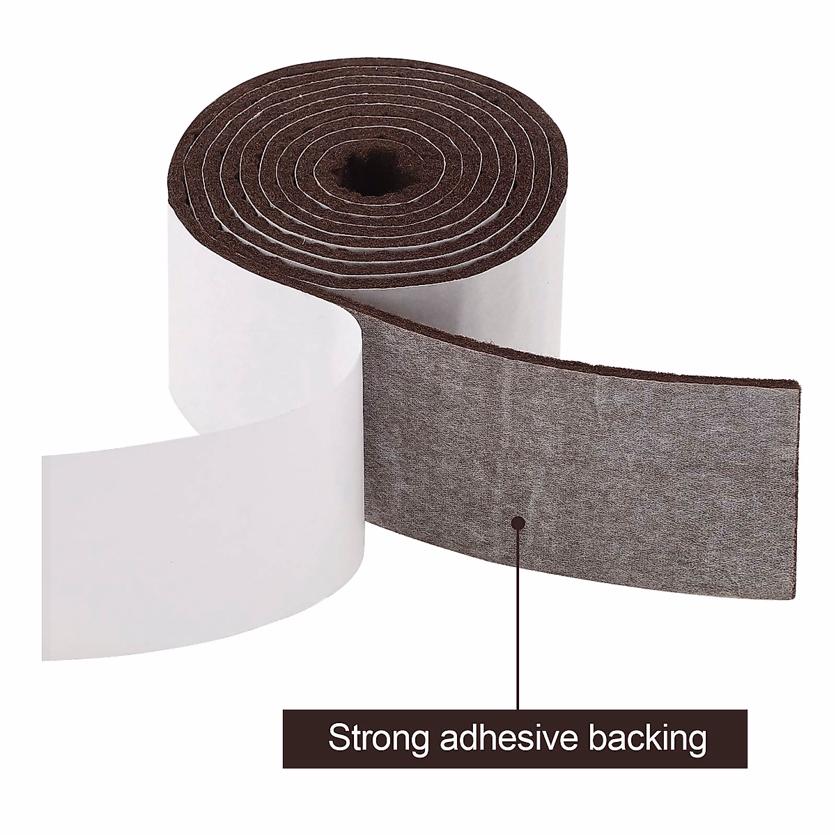 Shappy 2 Packs Felt Strips with Adhesive Backing Non Slip Felt Furniture Pads Adhesive Roll Tape for Protecting Hardwood Floors Chair Wall Protector(Dark Brown,120 x 2 x 0.12 Inch)