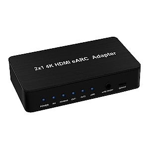 HDMI Switch with eARC Audio Extractor,4K60Hz HDMI Switch 4 in 1 with Audio Out,Supports IR Remote,18Gbps,eARC/ARC,Soundbar,HDCP 2.2,LPCM 7.1,HDR10,Dolby Digital Plus (Black 201EARC)