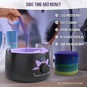 Tress Wellness Wax Warmer Silicone Liner (Purple) - Easy to Clean Silicone Wax Warmer Bowls with 2x Silicone Spatulas Compatible with 16oz Electric Waxing Kit - Silicone Wax Pot melting Wax Bowl
