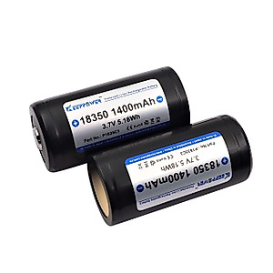 Keeppower Protected 18350 Li-ion Rechargeable Battery Button Top 3.7V 1400mAh 5.18Wh for Flashlight (NOT High Drain) (2 Pack)