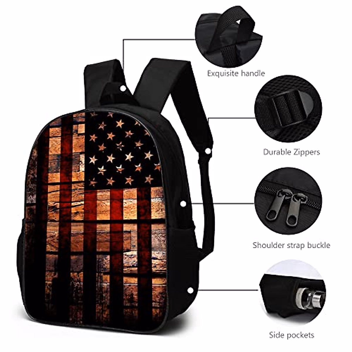 American Flag Backpack Large Capacity Laptop Backpack Travel Bag for Boys Girls 16 Inches