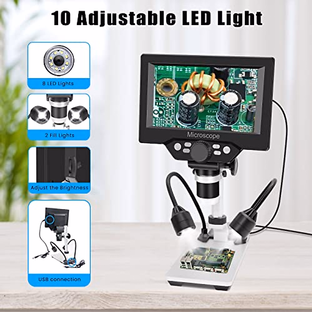 Coin Microscope,5.5" LCD Digital USB Microscope with 32G TF Card,Micsci Coin Magnifier 1000X 1080P Handheld Video Camera,PC View,Rechargeable Battery,Fill Lights for Adults Kids Soldering Error Coins