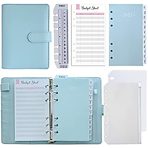 Fan&Ran 2023 Planner Binder Set A6 - Weekly and Monthly Refills, Budget Sheets, Cash Zipper Pocket, Personal Size, Sky Blue