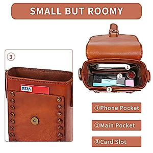 Montana West Crossbody Handbag Genuine Leather Shoulder Bag Mini Vintage Cell Phone Purse for Women Brown MWG02-9062_BR
