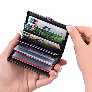 BONSYL® RFID Slim Metal Credit Card Holder Wallet for Ladies and Men,Credit Card Caes for Against Electronic Pickpockets & Identity Theft.(6 Slots-Black)