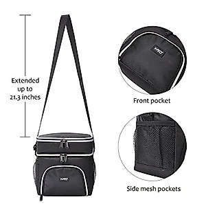 Kato Insulated Small Lunch Bag, Leakproof Dual Compartment Thermal Cooler Reusable Lunch Tote for Men and Women, Black