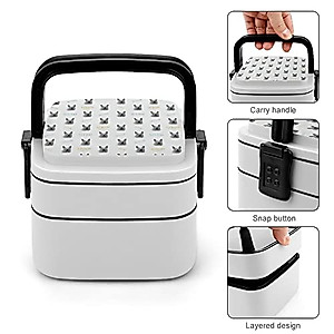 German Shepherd White Lunch Box Portable Double-Layer Bento Box Large Capacity Lunch Container Food Container with Spoon