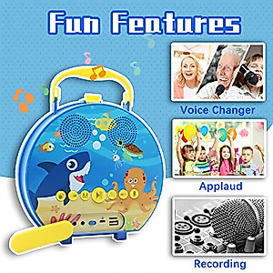 Kids Karaoke Machine for Girls Boys with 2 Microphones Toddler Singing Toys Children Karaoke Singing Machine Recording Voice Changing Speaker for Party Christmas Birthday Gift