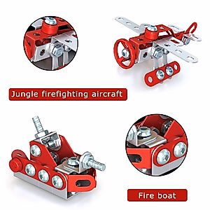 IRON COMMANDER Mini Erector Sets Metal Building Blocks Learning Set - Build Your Own Micro Model Car Kit STEM Toys Kits Erector Sets for Kids 8+ Year Old (Fire Trucks Series)