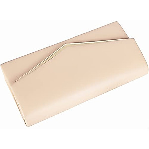 Venoline Women~'s Evening Handbag Vegan Leather Ladies Envelope Clutch Classic Elegant Purse Bags Nude