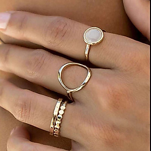 Beads & Pearls Jewelry 18K Gold Plated Stainless Steel Minimalist Trendy Geometric Open Circle Ring
