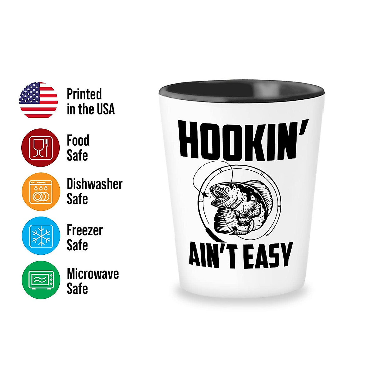 Bubble Hugs Fish Lover Shot Glass 1.5oz - Bite Me - Fishing Catching Fishes Fantail Ranchu Ocean River Catfish Arowana Lionfish Shark Vacation