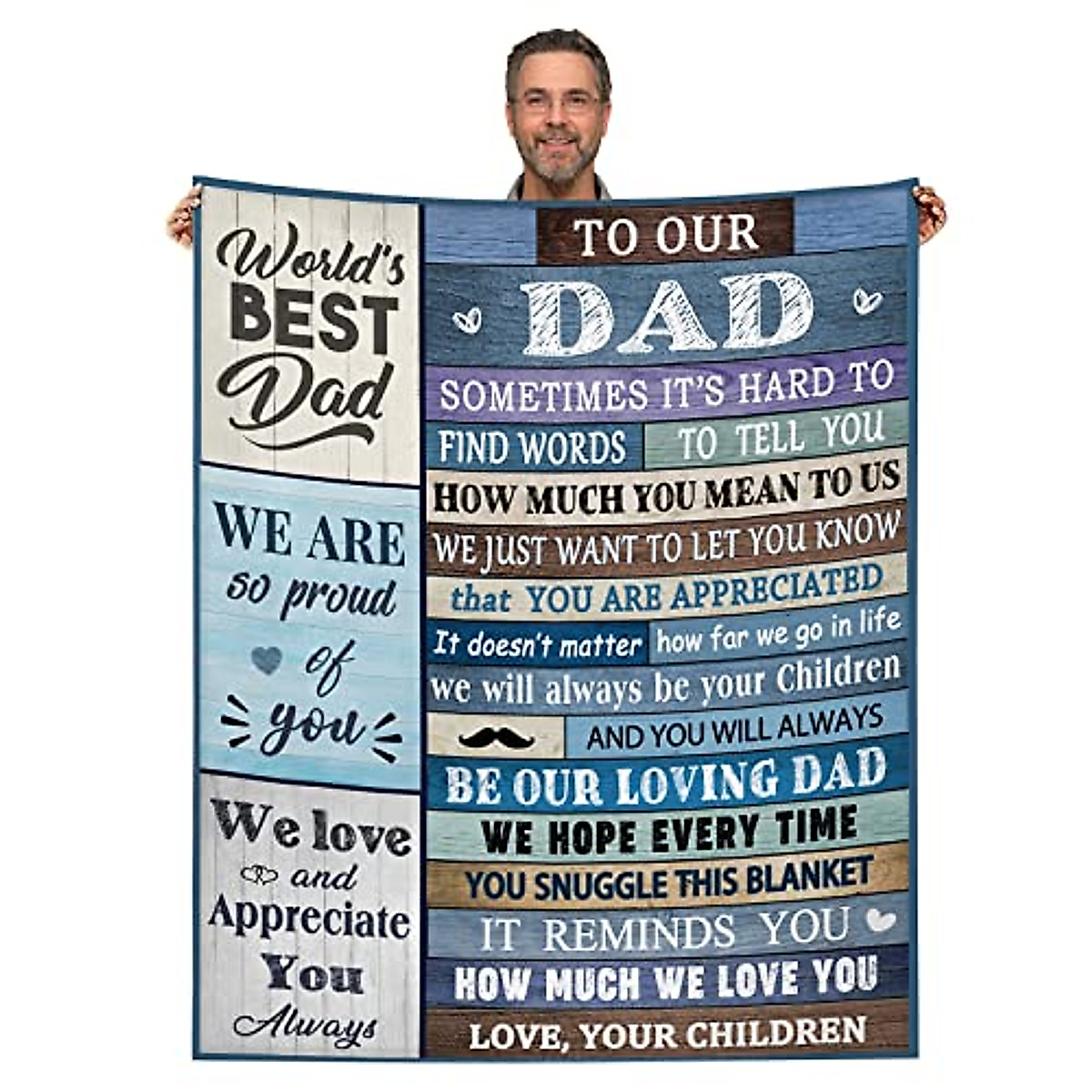 JOPJOLIW Dad Gift Blanket-Blanket for Dad-Dad Gifts from Daughter Son Blanket 60" x 50" -Dad Birthday 1