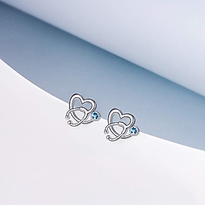 AOBOCO Nurse Earrings Sterling Silver Stethoscope Earrings Simulated Birthstone Studs Earrings with Swarovski Crystal,Fine Jewelry Gifts For Nurse Doctor RN Medical Student
